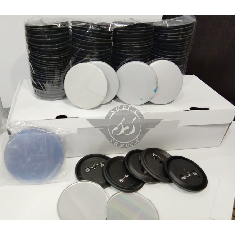 Jual Bahan Baku Pin Peniti 58 Mm Polos PUTIH | Shopee Indonesia