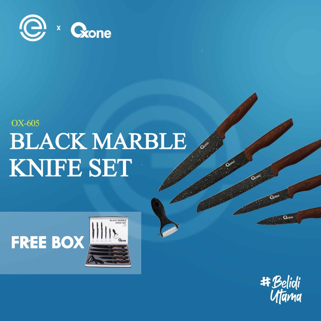 Jual OXONE Black Marble Knife Set OX-605 | Shopee Indonesia