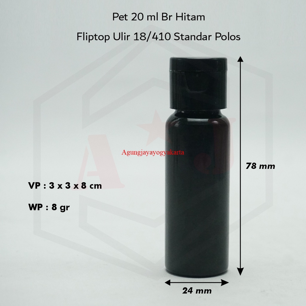 Jual Botol 20 ml Hitam Fliptop Standart / Botol Toner / Botol Kosmetik ...