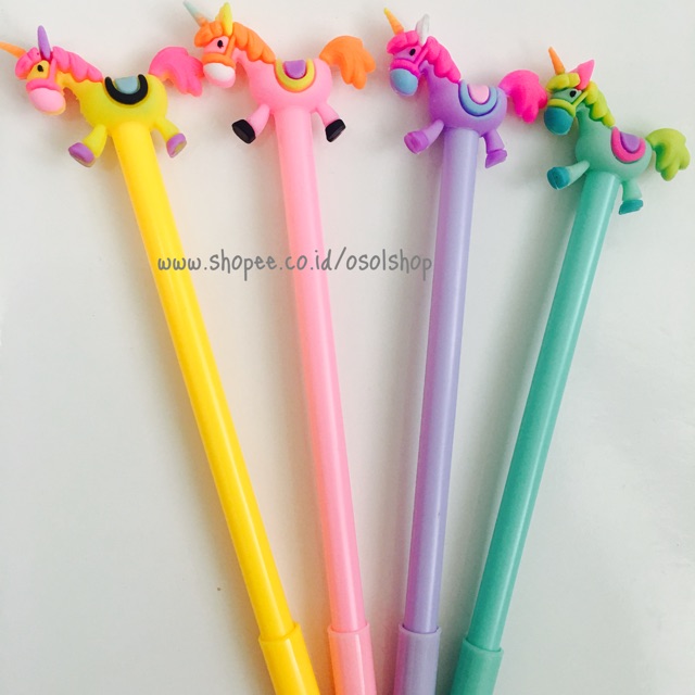 Jual SATUAN Pulpen Poni Kuda / ecer unicorn gel pen / bolpen karakter ...