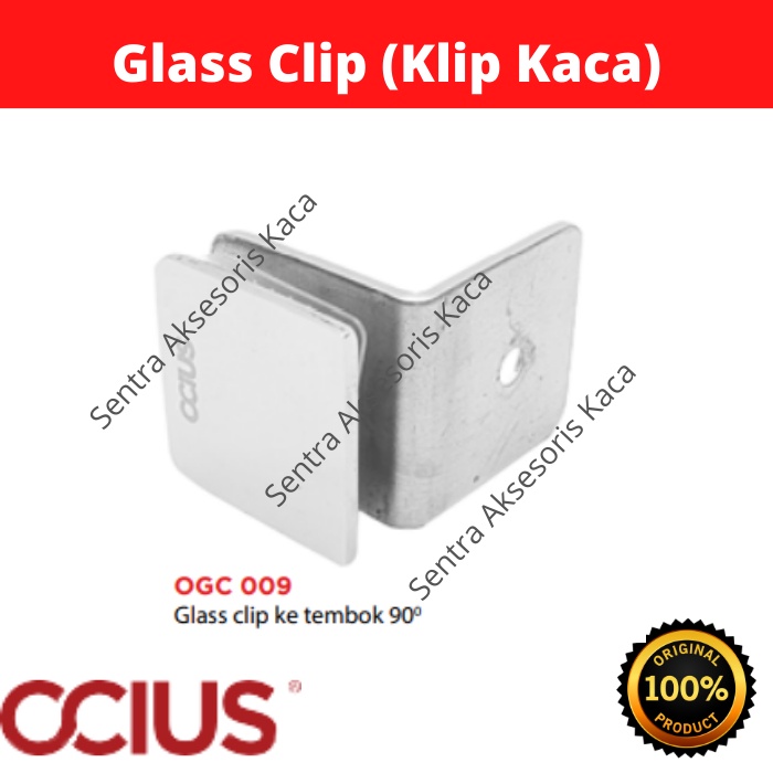Jual Klip Kaca ke Tembok 90 derajat (kilap)/Glass Clip Ocius - OGC 009 ...