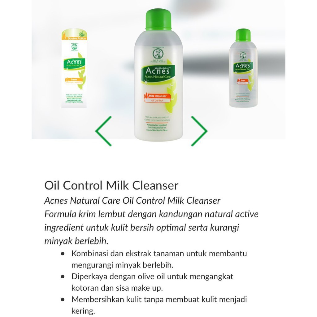 Jual Acnes Natural Care Oil Control Milk Cleanser (110ml) | Shopee ...