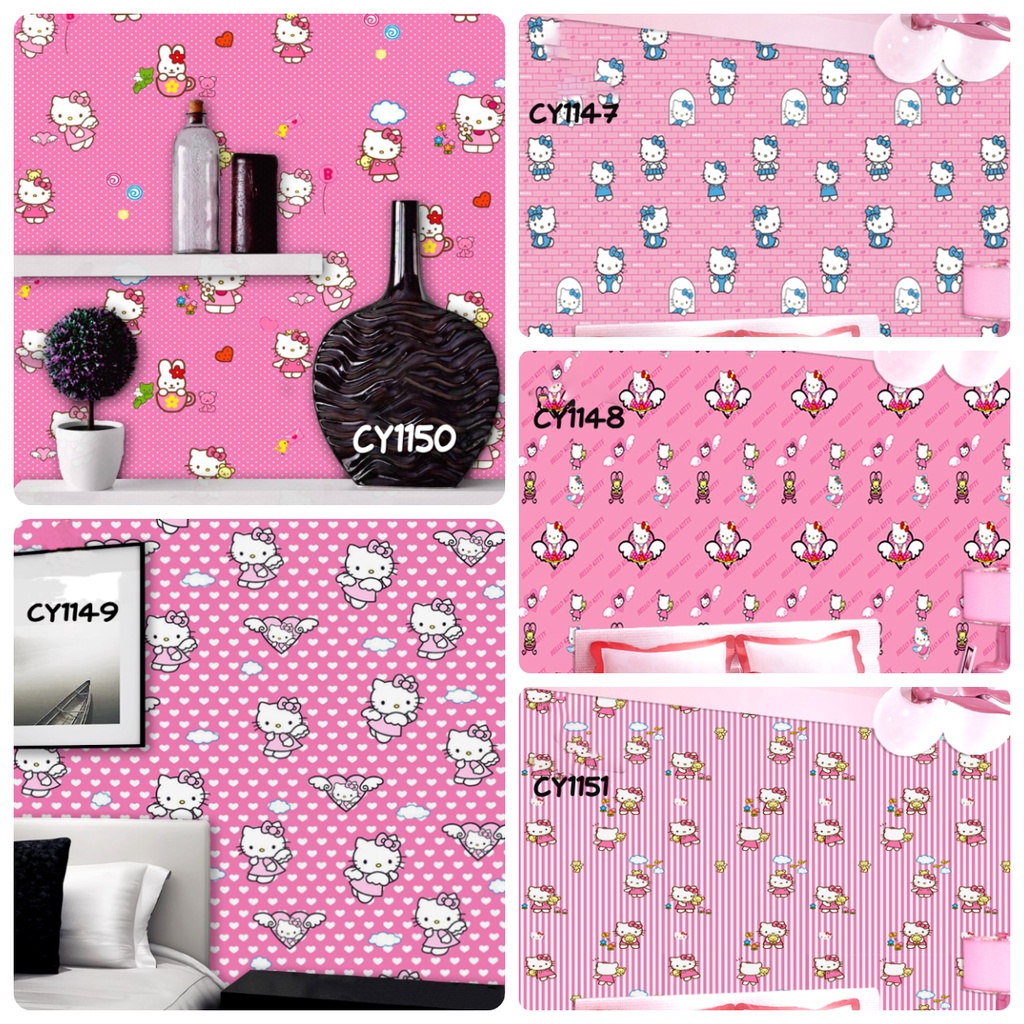 Jual Wallpaper Dinding High Quality Wallpaper Dinding Kamar Tidur Motif Karakter Hello Kitty ...