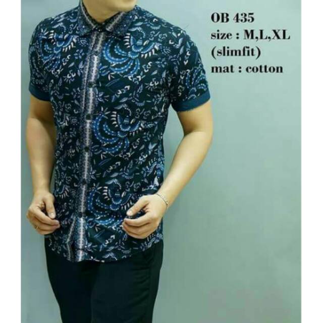 Jual Baju batik kemeja pria slimfit ob 435 | Shopee Indonesia