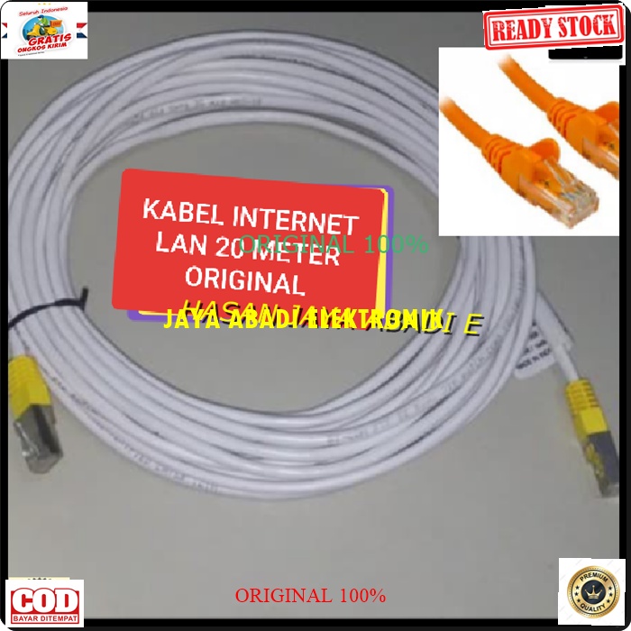 Jual G300 ORIGINAL KABEL LAN RJ45 20 METER CAT5 UTP INTERNET WIFI ...