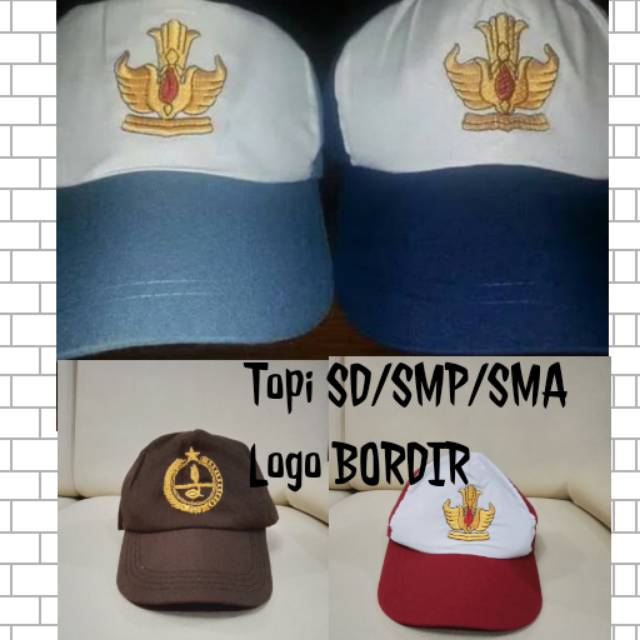 Jual Topi Sekolah SD SMP SMA Pramuka logo Bordir famatex | Shopee Indonesia
