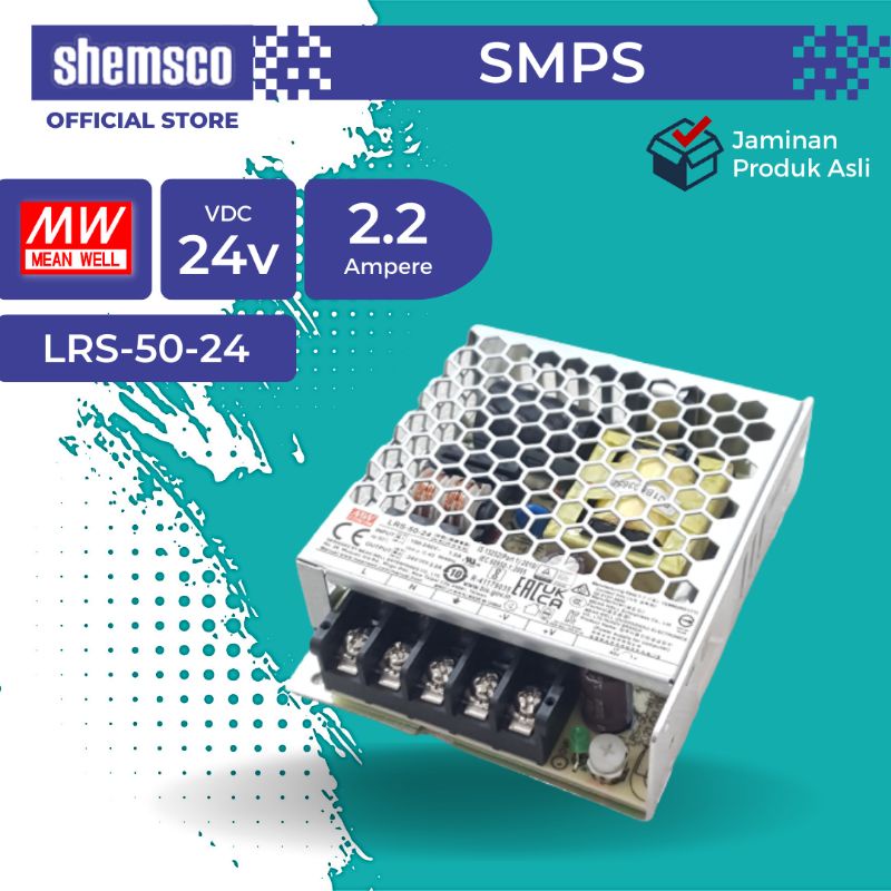 Jual 24v DC 2.2A SMPS Meanwell LRS-50-24 Switching Power Supply Mean Well PSU Power Suplai 24vdc ...