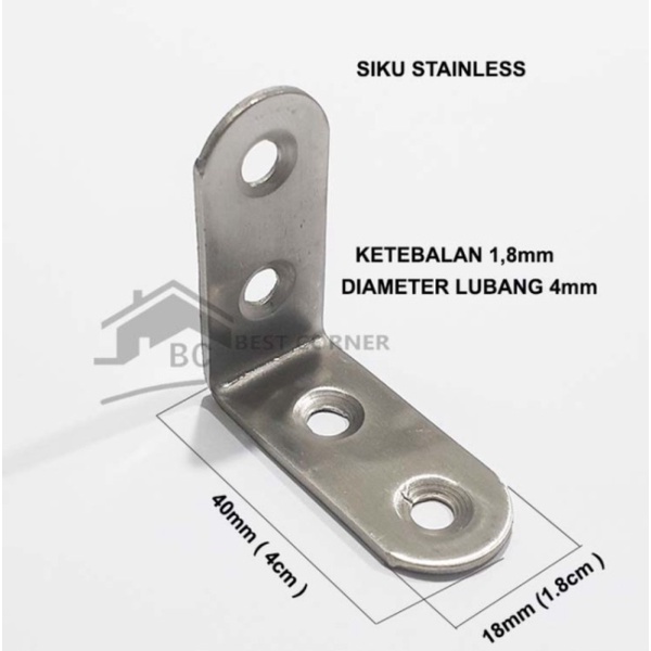 Jual Harga Turun Siku L 40 x 40 Stainless Steel Siku Penyangga Corner ...