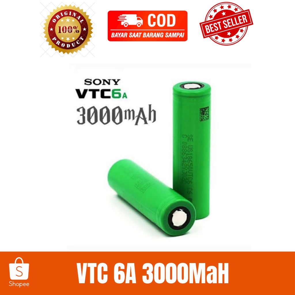 Jual BATERAI 18650 SONY VTC6A VTC 6A 3000MAH - ORIGINAL/BIJI | Shopee ...
