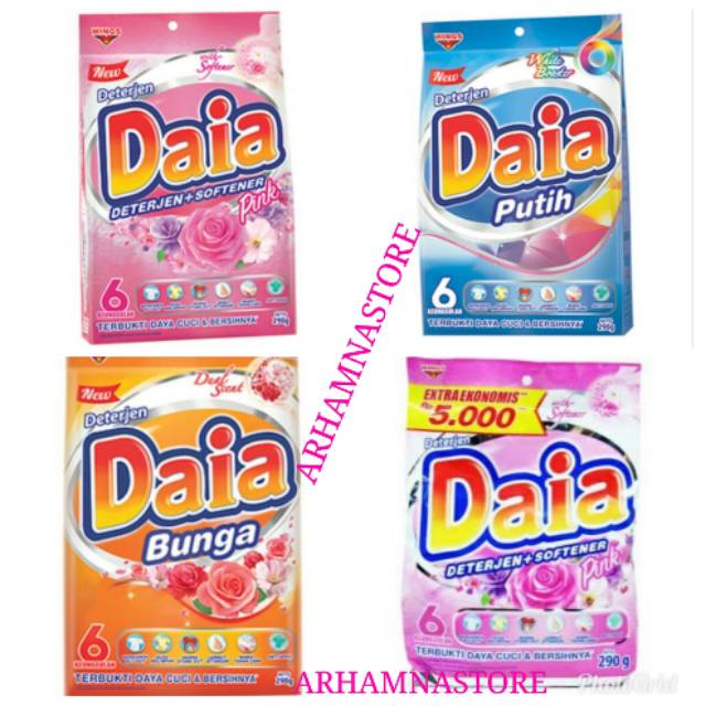 Jual DAIA Powder Detergen Putih/Pink/Orens/Violet 280gram kemasan Rp 5. ...