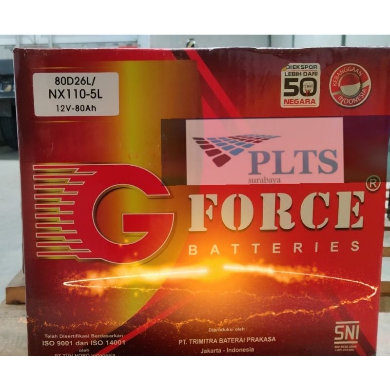 Jual Aki Gforce Nx110-5L /80D26L basah 12v 80ah | Shopee Indonesia
