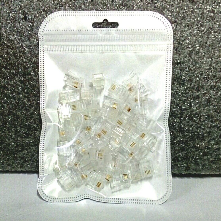 Jual 10PCS KONEKTOR TELEPON RJ11 RJ-11 6P4C TELEPHONE MODULAR PLUG 4 ...