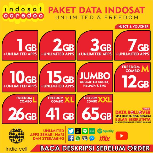 Jual Paket Data Indosat Internet Unlimited - Freedom 3G/4G 24jam 30hari ...