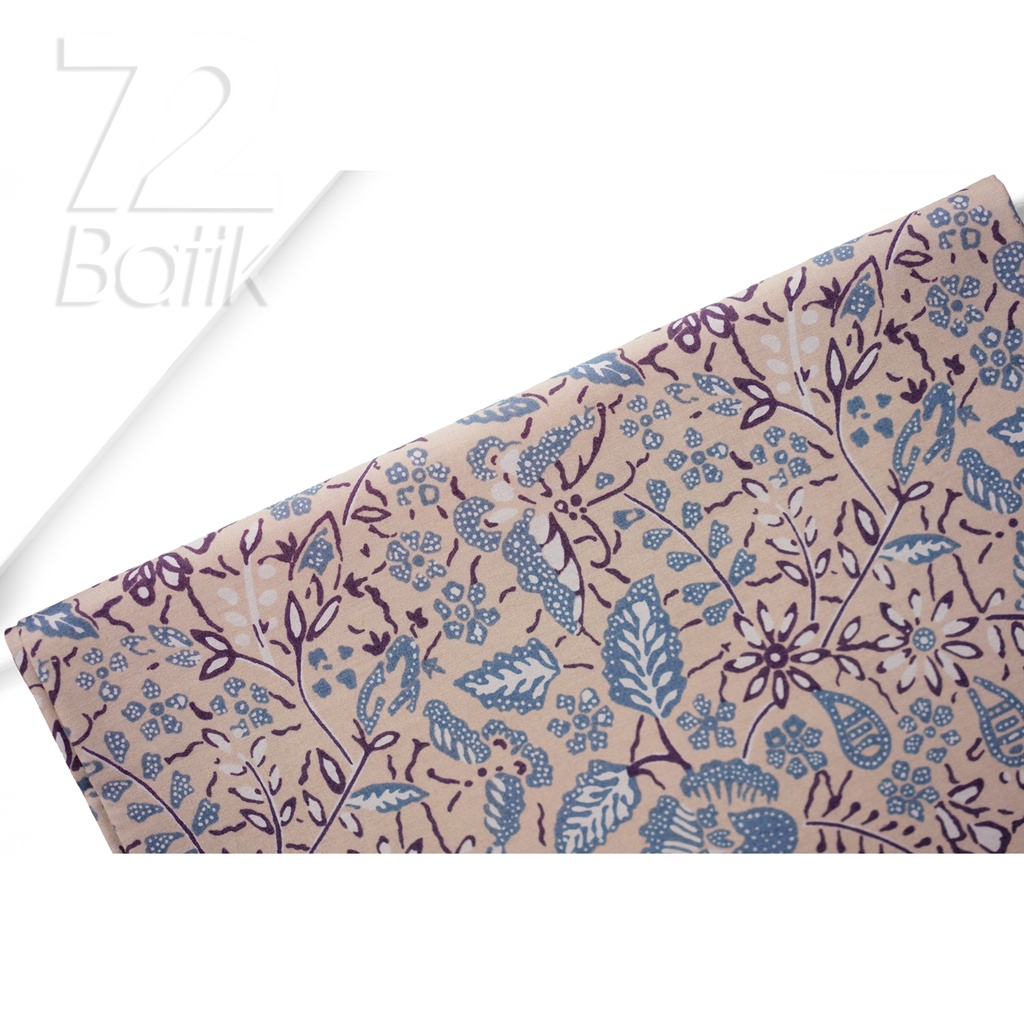 Jual KAIN BATIK PREMIUM Bahan Katun Motif Daun Kupu Warna Cream 721369 ...