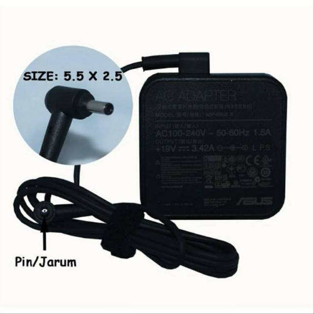 Jual Adaptor Charger Casan Laptop ASUS 19V 3.42A DC SIZE Konektor 5.5x2.5mm | Shopee Indonesia