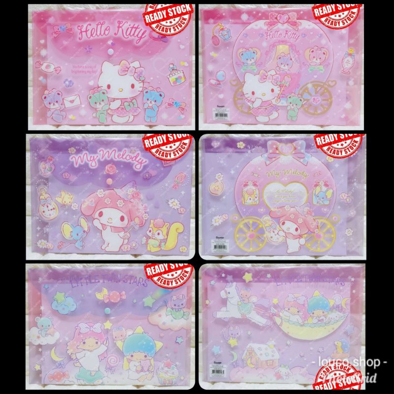 Jual Map Dokumen File A4 Dengan Kancing Penutup Sanrio Karakter Helli Kitty My Melody Little ...