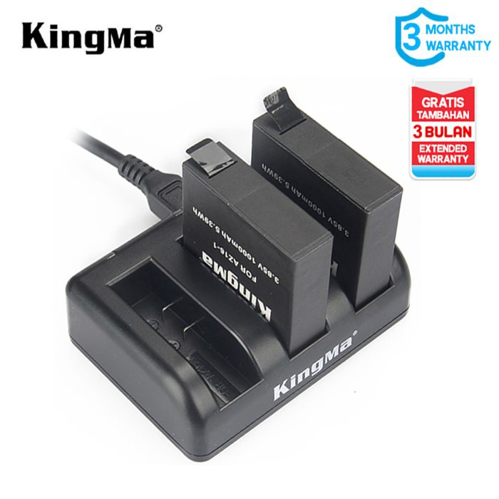 Jual KINGMA Battery Xiaomi Yi 4K 2-Pack with Triple Charger - Non Lcd ...