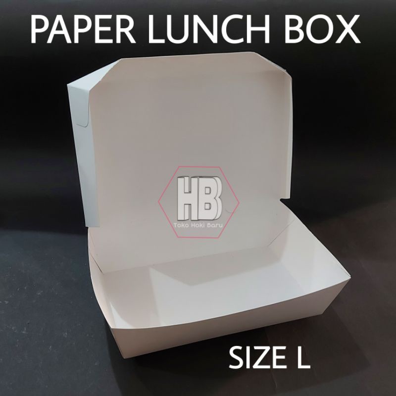 Jual [50 Pcs] PAPER LUNCH BOX SIZE L PUTIH POLOS LAMINASI / KOTAK NASI ...