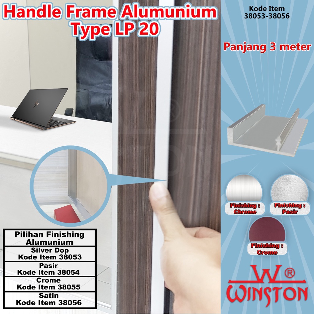 Jual Frame Edging Handle Pintu Panel LP 20 Alumunium Chrome | Shopee ...