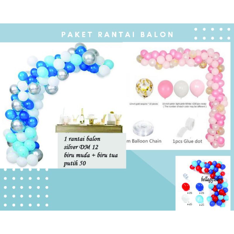 Jual paket dekorasi gerbang balon rantai balon komplit paket 100 balon ...