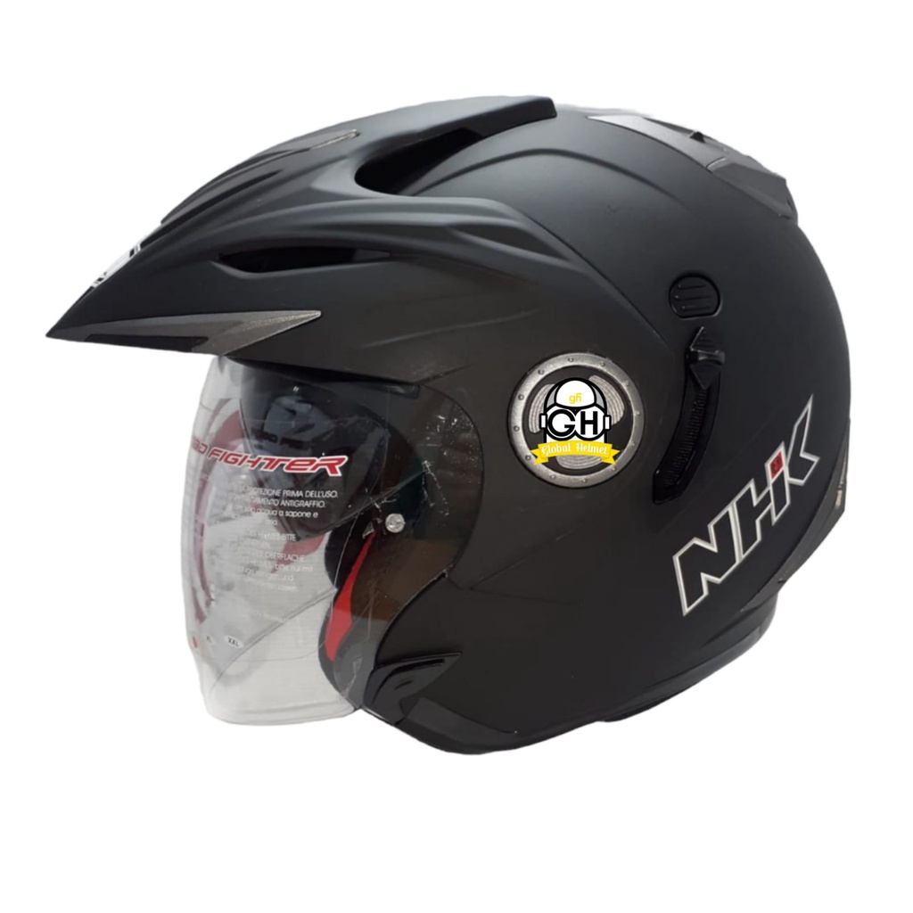 Jual Helm NHK Halfface NHK Aviator Solid Hitam Doff Helm NHK Helm Motor ...