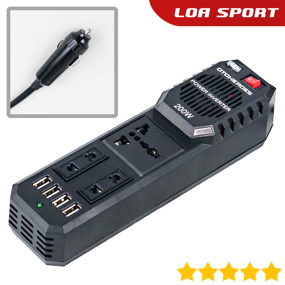 Jual Inverter Listrik Mobil DC 12V ke AC 220V 200W 3 Colokan 4 USB Port ...