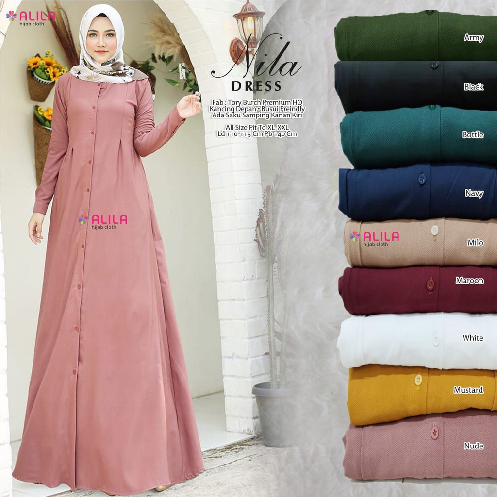 Jual Dress Nila By Alila /GAMIS BAHAN TORY BURCH PREMIUMLD 110 - 115 ...
