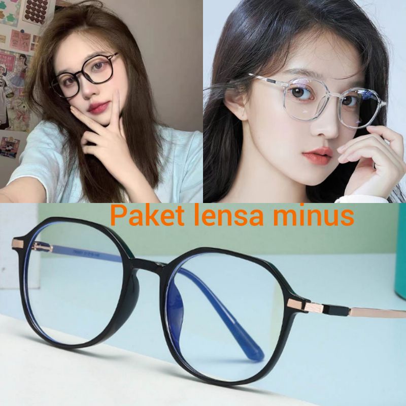 Jual kacamata minus wanita anti radiasi murah kotak bulat | Shopee ...