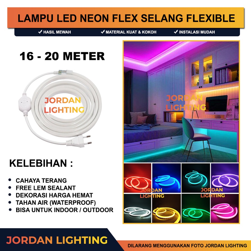 Jual Paket 16 Meter - 20 Meter Lampu Neon Flex Neonflex LED Strip ...