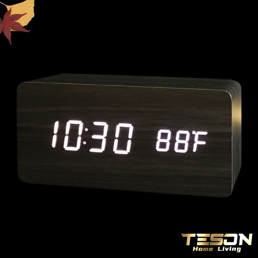Jual Jam Meja Weker Beker Kayu LED Digital Pintar / Smart Wood Alarm ...