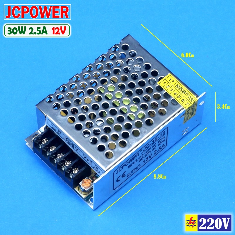 Jual JCPOWER 30W PSU 30 Watt 12V 2.5A DC Power Supply CCTV Neon Box ...