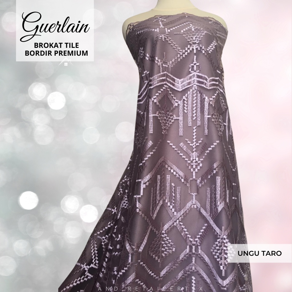 Jual Kain Bahan Kebaya Premium Brokat Tile Bordir Guerlain Motif ...