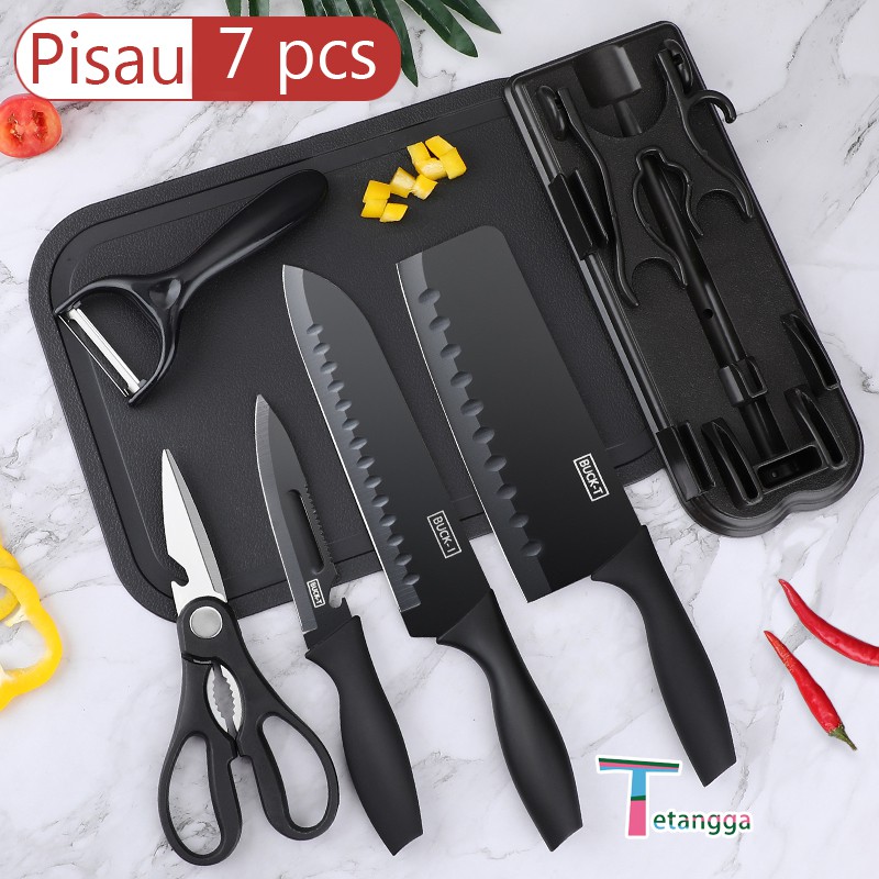 Jual Pisau Keramik SET / 7 IN 1 ada Talenan /Poenscae Kitchen Knife ...