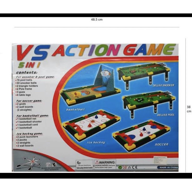 Jual action games 5in1 basketball ice hockey soccer deluxe pool snooker ...