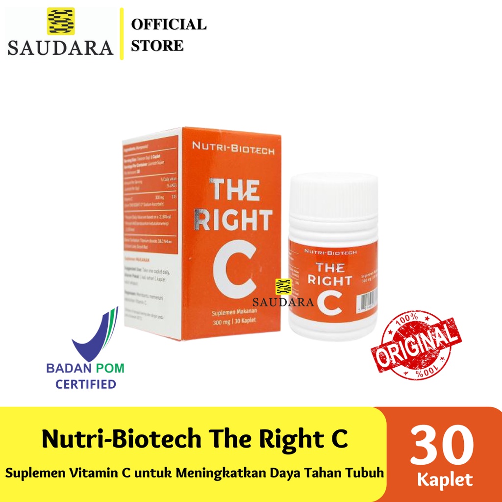 Jual NUTRI BIOTECH THE RIGHT C 300 MG (30 Tablets) - VITAMIN C - DAYA TAHAN TUBUH | Shopee Indonesia