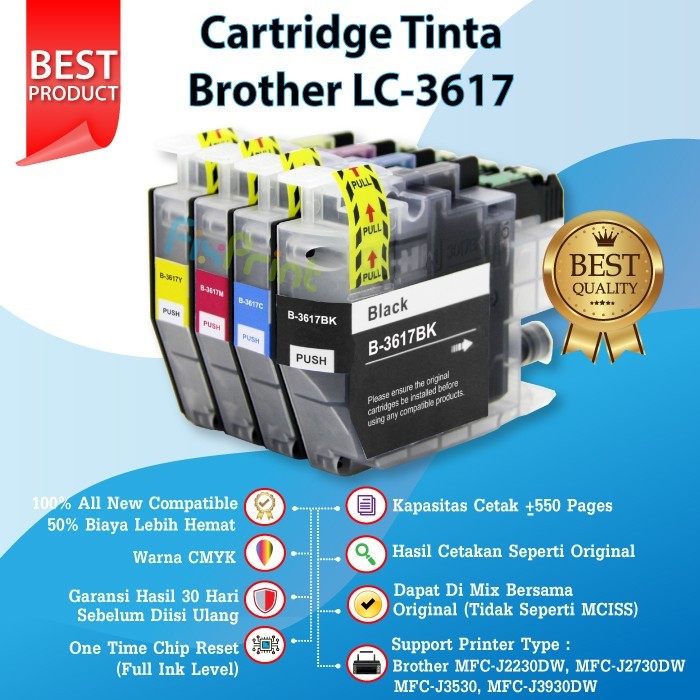 Jual Cartridge Tinta Compatible LC3617 Printer Brother MFC-J3530DW ...