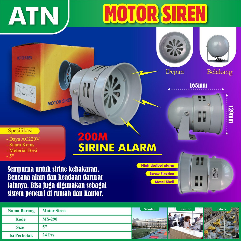 Jual COD-Baby Sirine Sirene Siren Motor MS-190 220V /MS-290 Alarm Sound ...