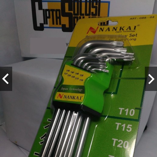 Jual KUNCI L BINTANG LUBANG NANKAI PANJANG LONG TORX KEY SET 9 PCS BAUT REM SEPEDA MOTOR ...