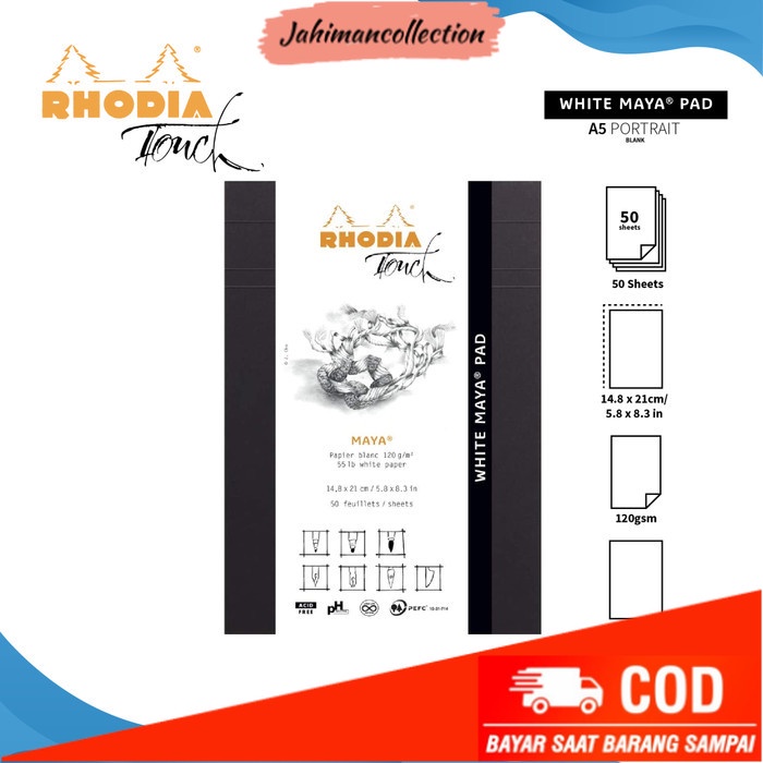 Jual BISA COD Buku Sketsa Rhodia Touch A5 White Maya Pad - BLANK PAPER ...