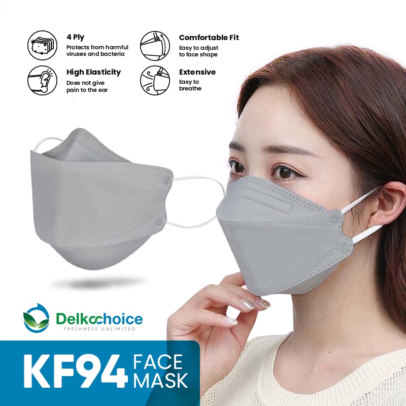 Jual MASKER KF94 PREMIUM Korea - MASKER DEWASA GREY 4PLY PER PACK | Shopee Indonesia