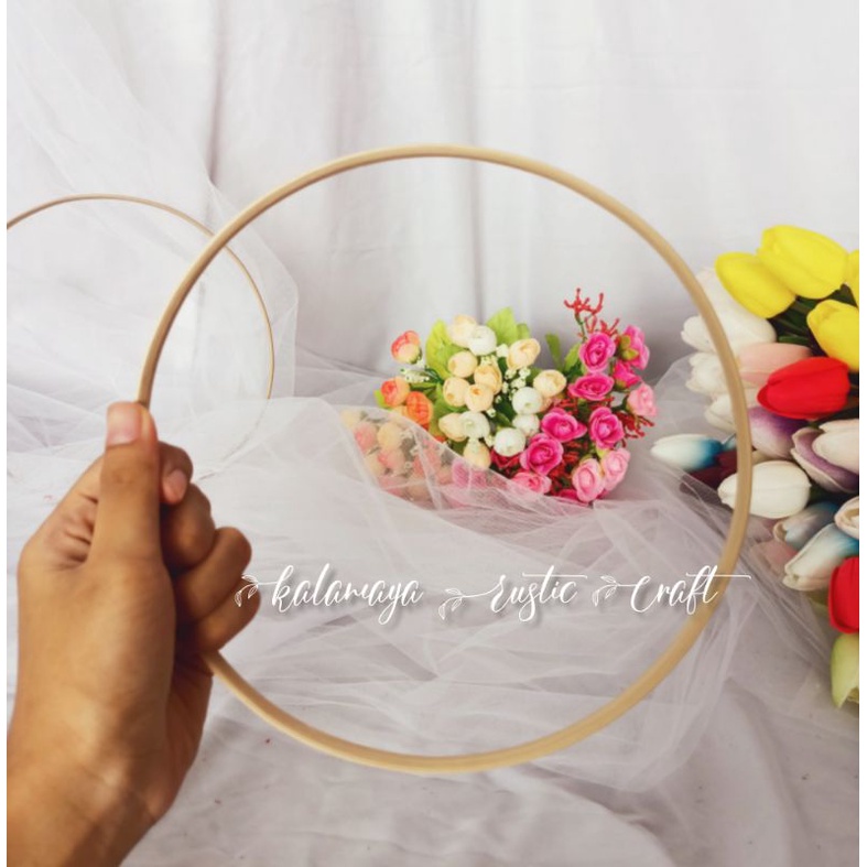 Jual Ring Bambu Bunga Dekorasi Custom Nama Lingkaran Ranting Hias ...