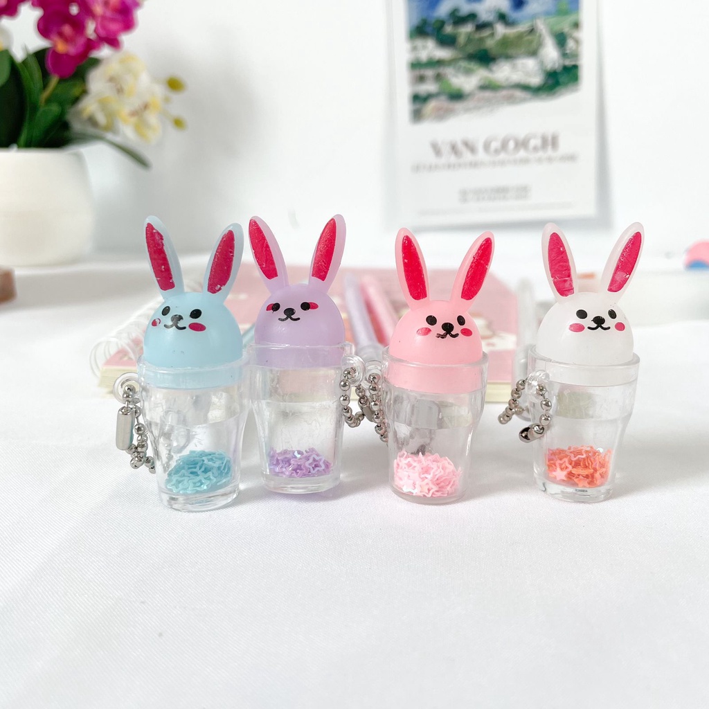 Jual Pulpen gantungan boba kucing Kelinci Pena Glitter Warna Pastel ...