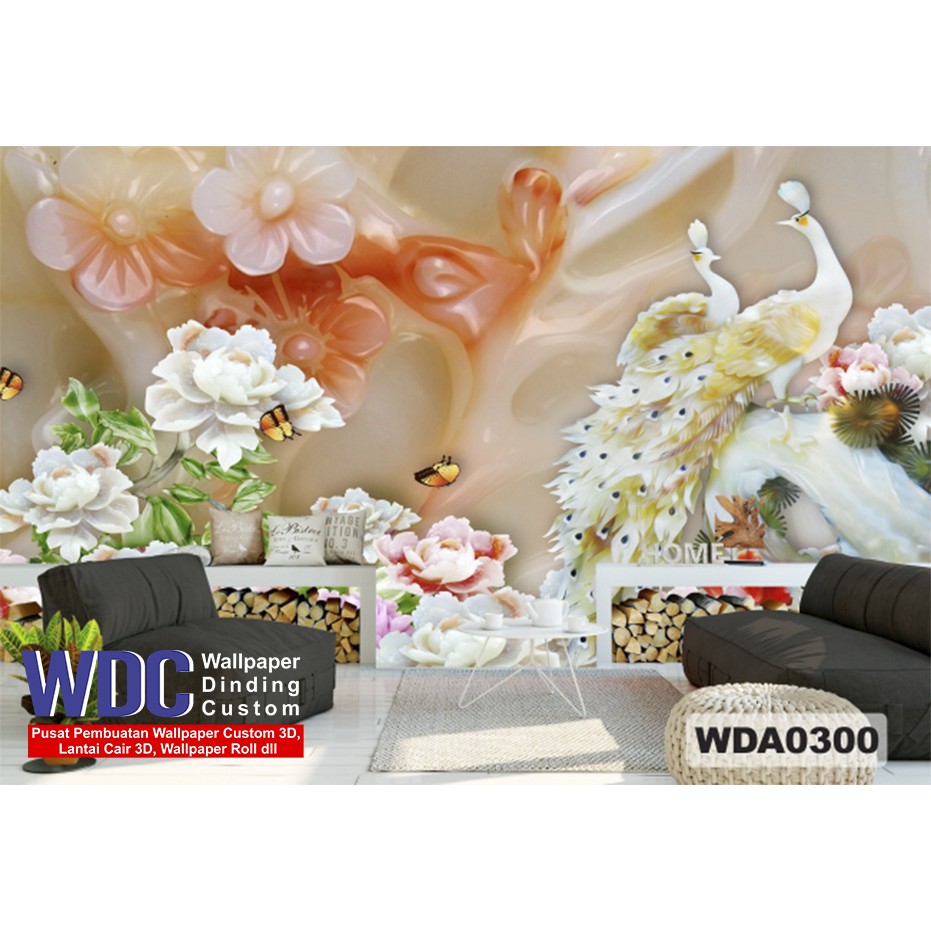 Jual wallpaper dinding bunga 3d, wallpaper 3d floral, wallpaper dinding ...