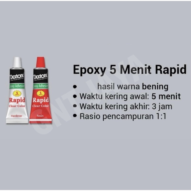 Jual lem DEXTONE EPOXY RAPID 5 MENIT clear bening kemasan MERAH 2x15ml ...