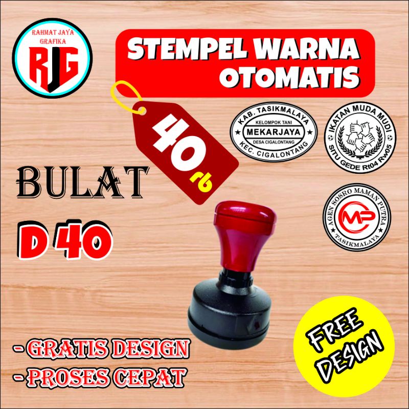 Jual Stempel Flash Otomatis Warna Custom/Nama/Logo D40 | Shopee Indonesia