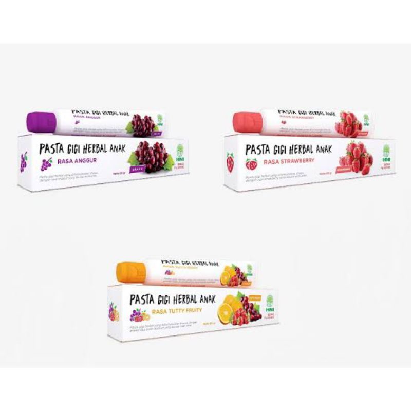 Jual PASTA GIGI HERBAL ANAK HNI/hpai rasa strawberry, anggur, tutti ...