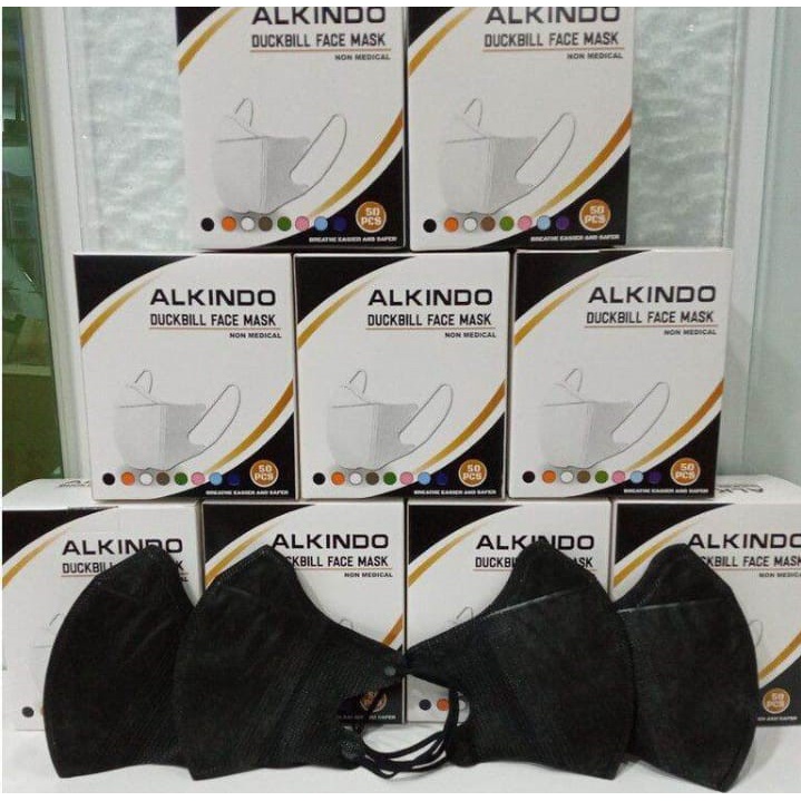 Jual MASKER DUCKBILL ALKINDO 3PLY GARIS/MIRIP SENSI - 1 BOX ISI 50 PCS | Shopee Indonesia