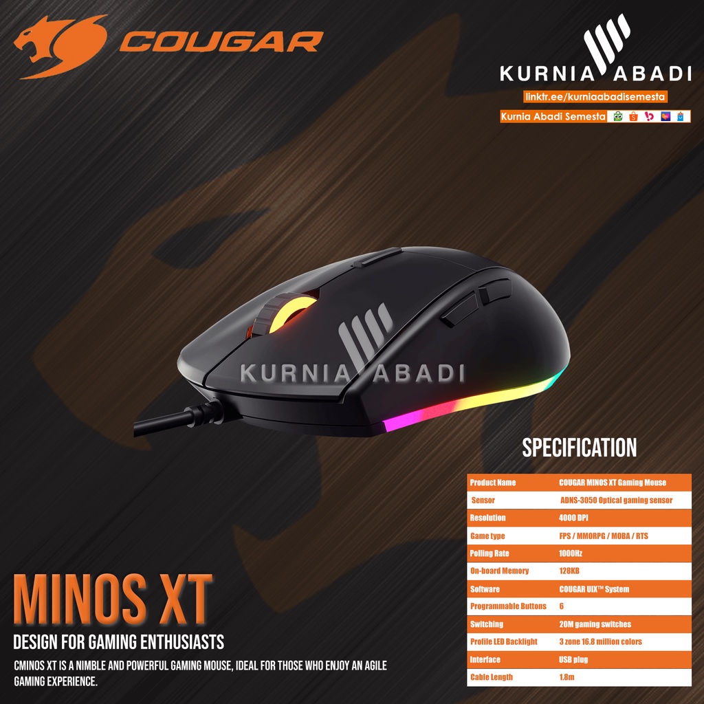 Jual COUGAR GAMING MOUSE MINOS XT BLACK - Design For Gaming Enthusiasts ...