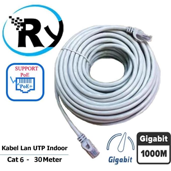 Jual Kabel Lan 30M Cat6 30Meter Cable Cat 6 Utp 30 Meter 1Gbps Siap Pakai | Shopee Indonesia