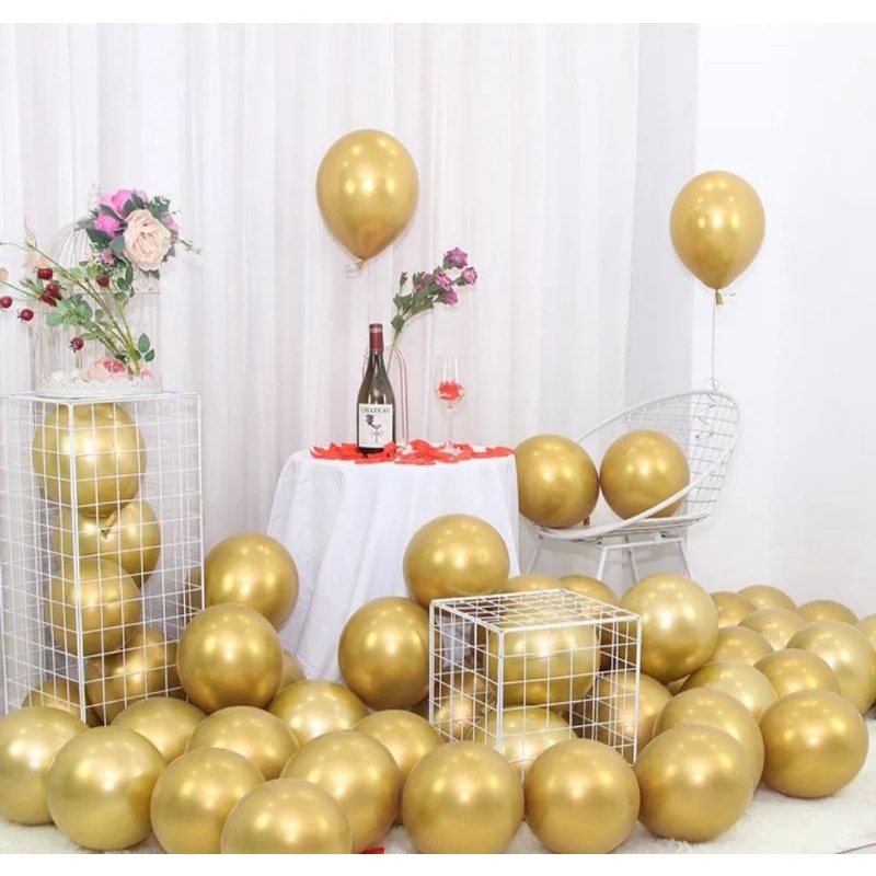 Jual balon chrome emas 12 inci satuan | Shopee Indonesia